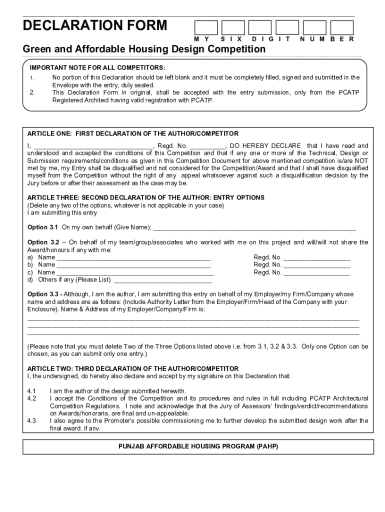 Fillable Online Declaration Form Fax Email Print - pdfFiller