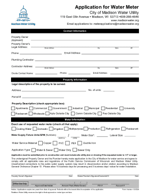 Fillable Online Water Meter Application for the City of Madison Water ...