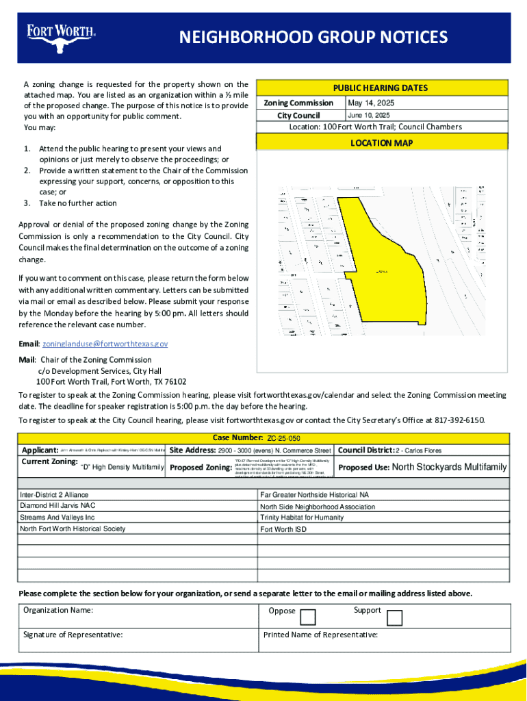Fillable Online Neighborhood Group Notices for Zoning Change Fax Email ...