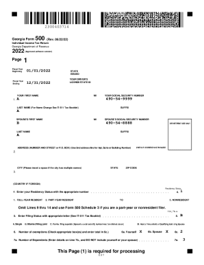 Fillable Online Georgia Individual Income Tax Return Form 500 Fax Email ...