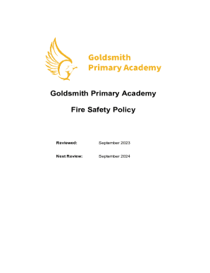 Fillable Online Fire Safety Policy of Goldsmith Primary Academy Fax ...
