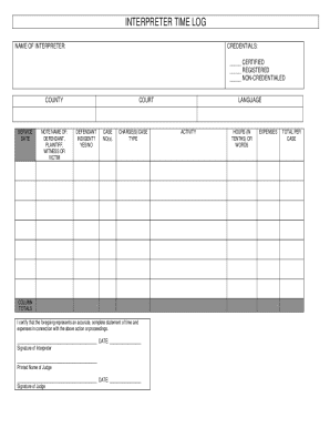 Fillable Online Interpreter Time Log Fax Email Print - pdfFiller