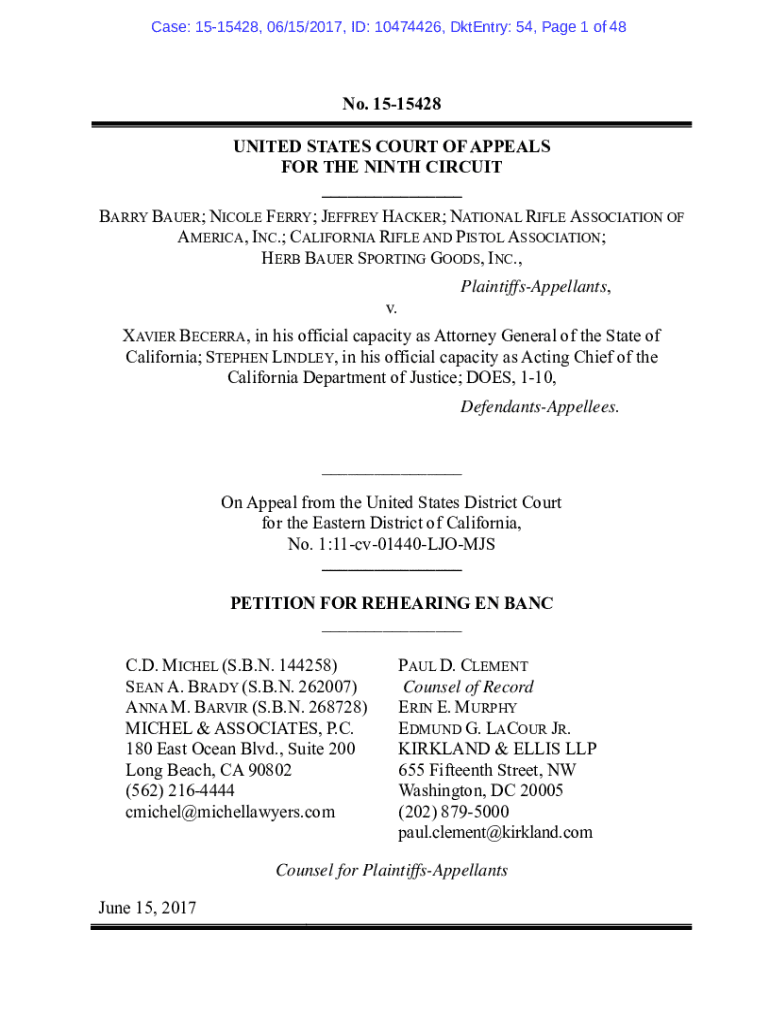 Fillable Online Petition for Rehearing En Banc in Case 15-15428 Fax Email Print - pdfFiller