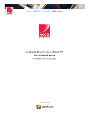 Fillable Online Acco Brands Corporation Annual Report 2006 Fax Email ...