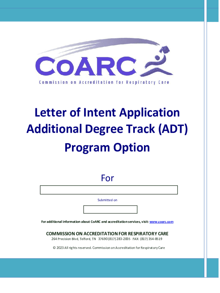 Fillable Online Letter of Intent Application for Additional Degree ...
