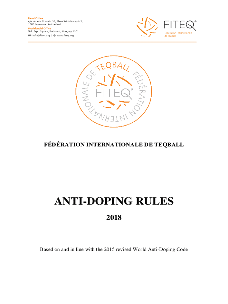Fillable Online Anti-doping Rules 2018 Fax Email Print - pdfFiller