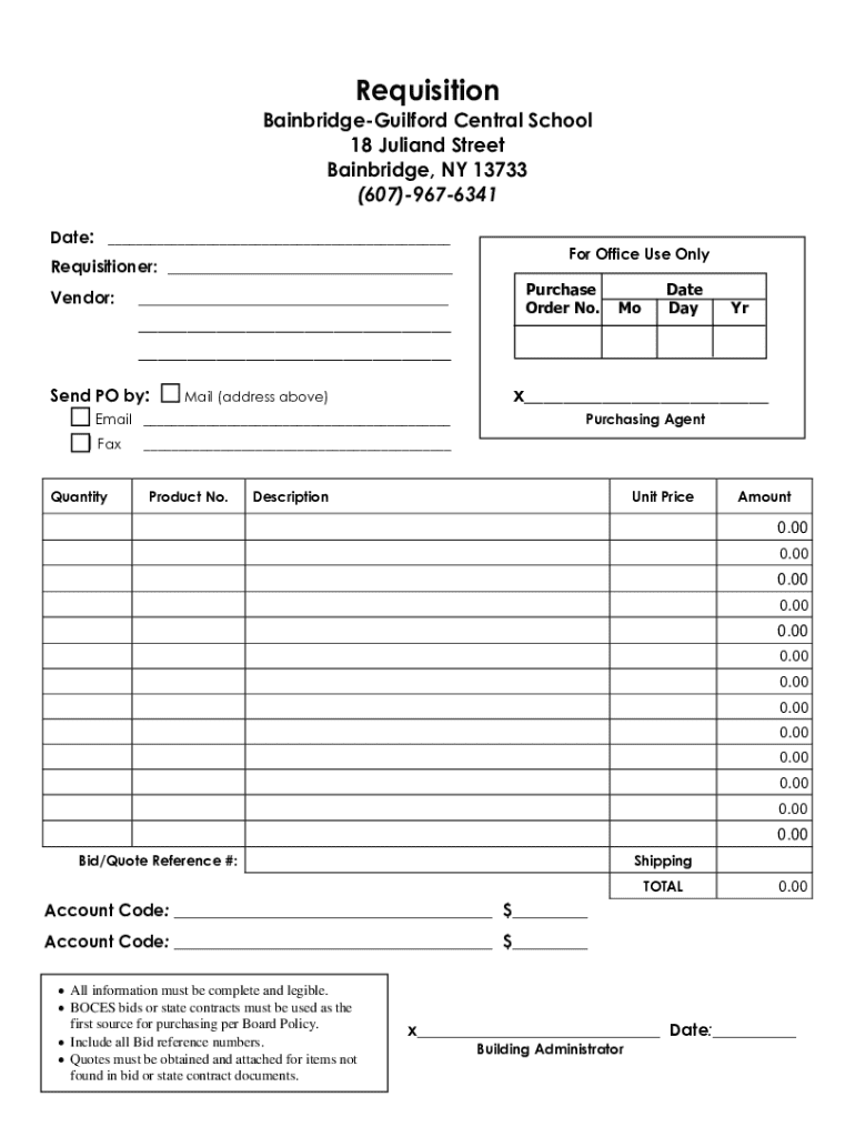 Fillable Online School Purchase Requisition Fax Email Print - pdfFiller