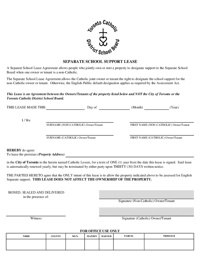 Fillable Online Separate School Support Lease Fax Email Print - pdfFiller