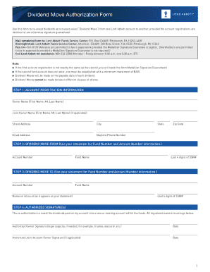 Fillable Online Dividend Move Authorization Form Fax Email Print ...
