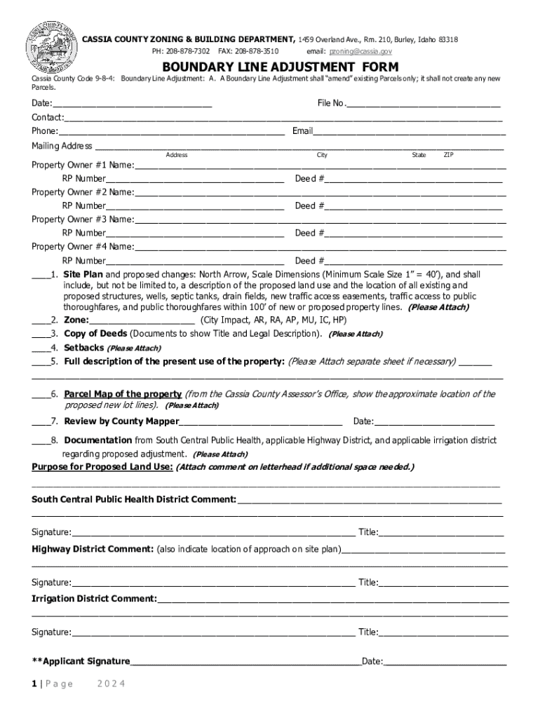 Fillable Online Boundary Line Adjustment Application Fax Email Print - pdfFiller
