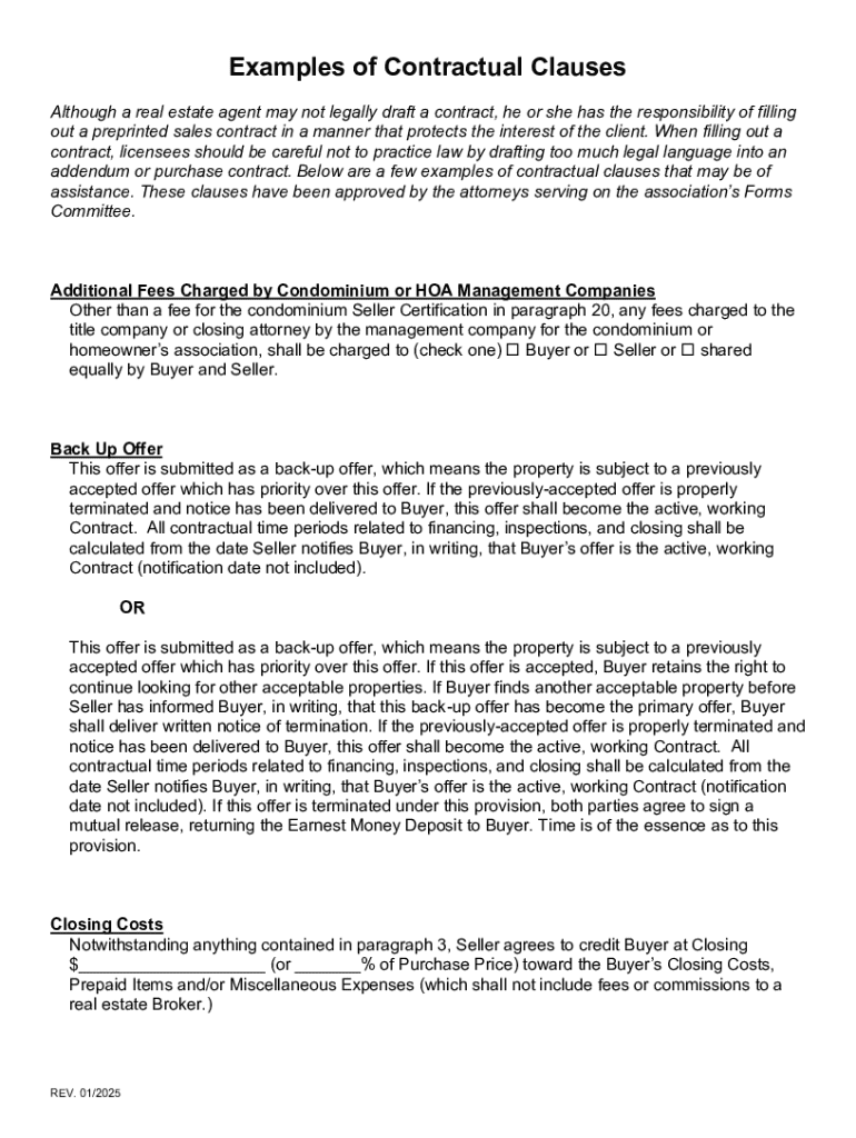 Fillable Online Contractual Clauses in Real Estate Transactions Fax ...