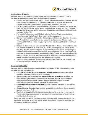 Fillable Online Action Items Checklist for Identity Theft Fax Email ...