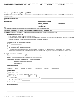 Fillable Online Ira Required Distribution Election Form Fax Email Print ...