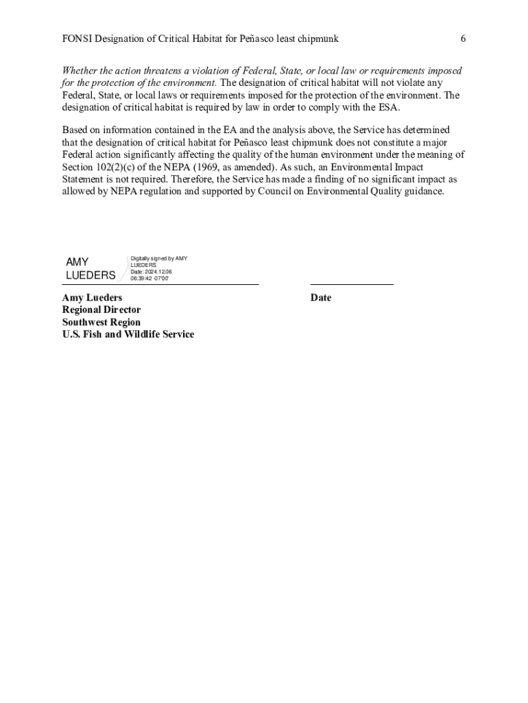 Fillable Online Designation of Critical Habitat for Peñasco Least ...