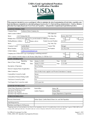 Fillable Online Usda Gap Audit Verification Checklist Fax Email Print ...