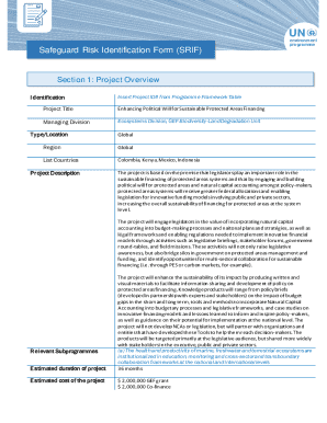 Fillable Online Safeguard Risk Identification Form for Protected Areas ...