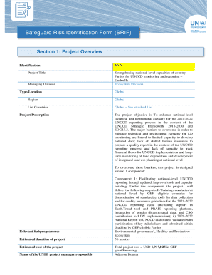 Fillable Online Safeguard Risk Identification Form for Unccd Project ...