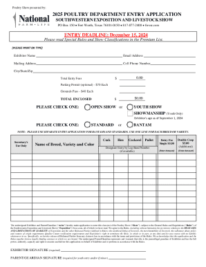 Fillable Online Poultry Show Entry Application Fax Email Print - pdfFiller
