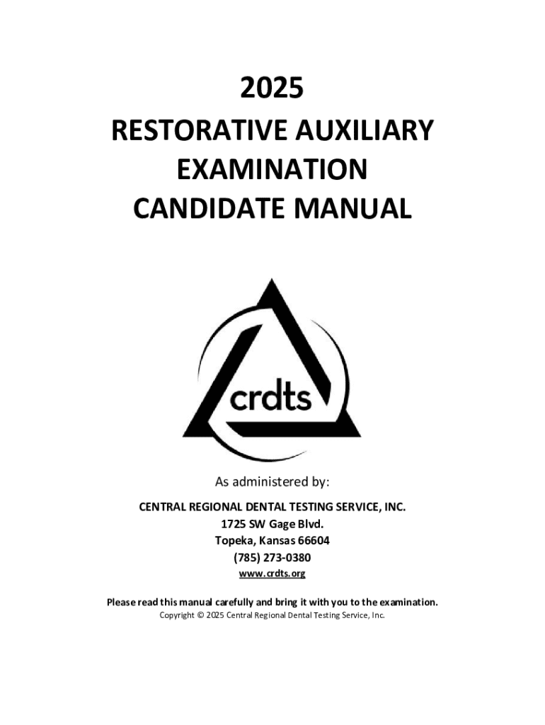 Fillable Online Candidate Manual for the Restorative Auxiliary ...