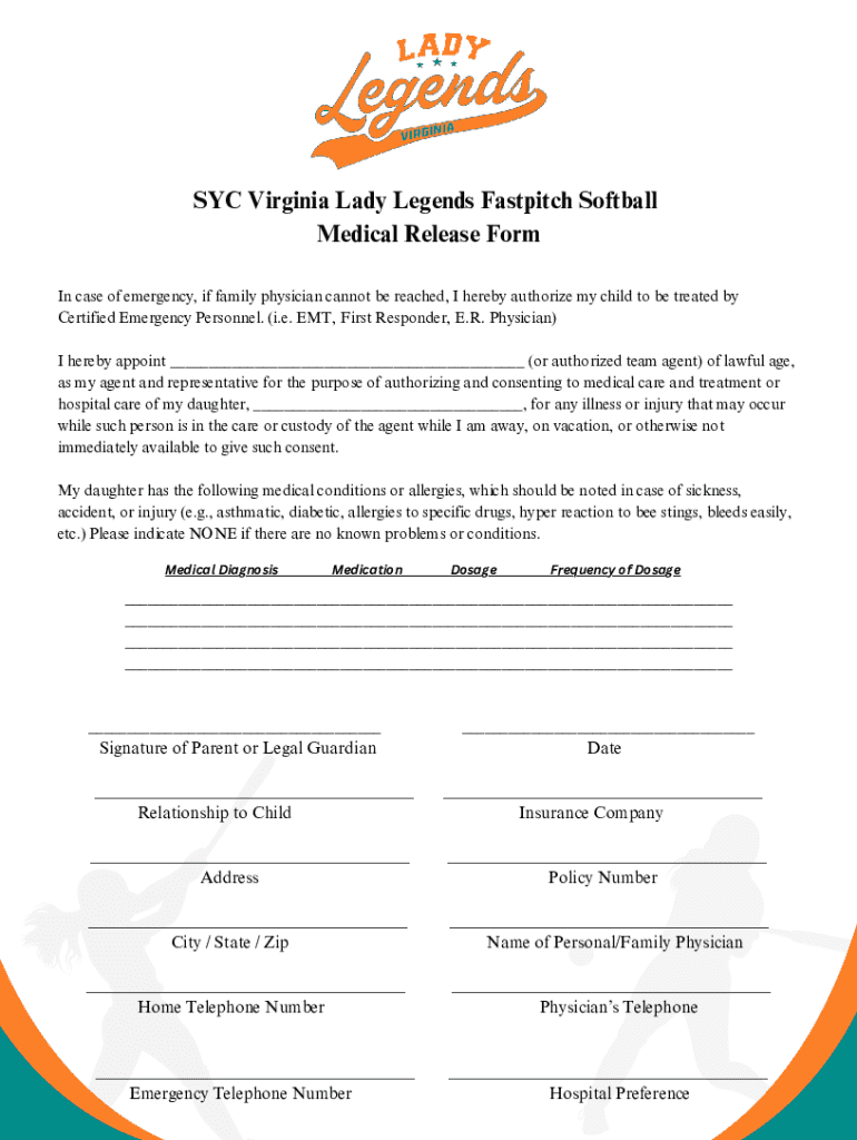 Fillable Online Medical Release Form for Emergency Treatment Fax Email Print - pdfFiller