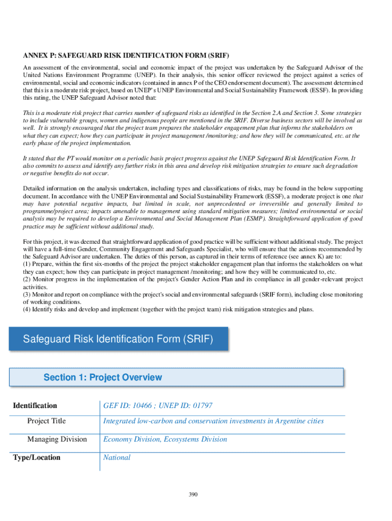 Fillable Online Safeguard Risk Identification Form for Integrated Low ...