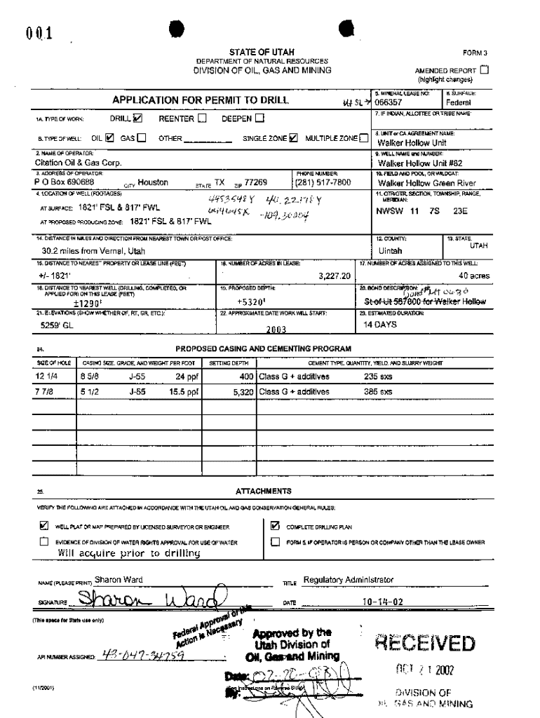 Fillable Online Application for Permit to Drill Fax Email Print - pdfFiller