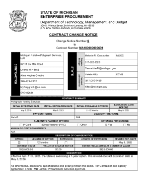 Fillable Online Contract Change Notice for Polygraph Examination ...