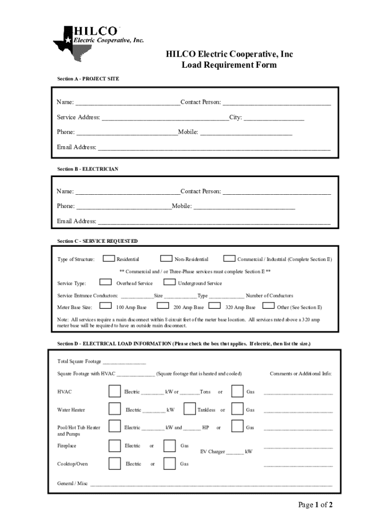 Fillable Online Load Requirement Form Fax Email Print - pdfFiller