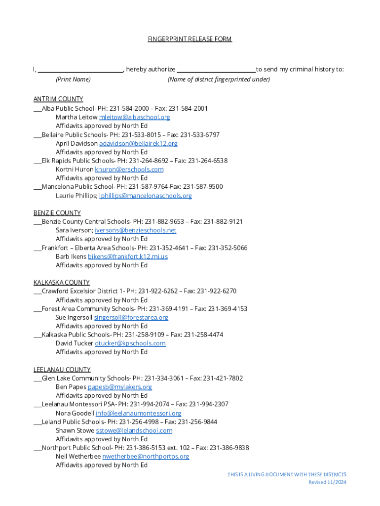 Fillable Online Fingerprint Release Authorization Fax Email Print ...