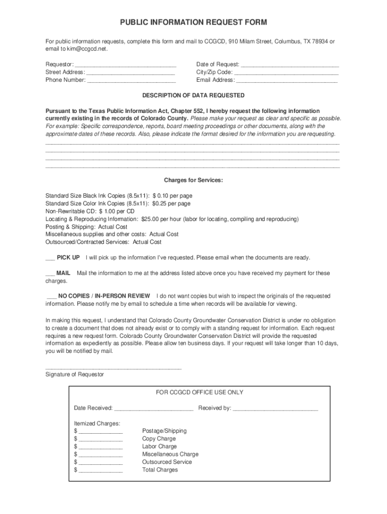 Fillable Online Public Information Request Form Fax Email Print - pdfFiller