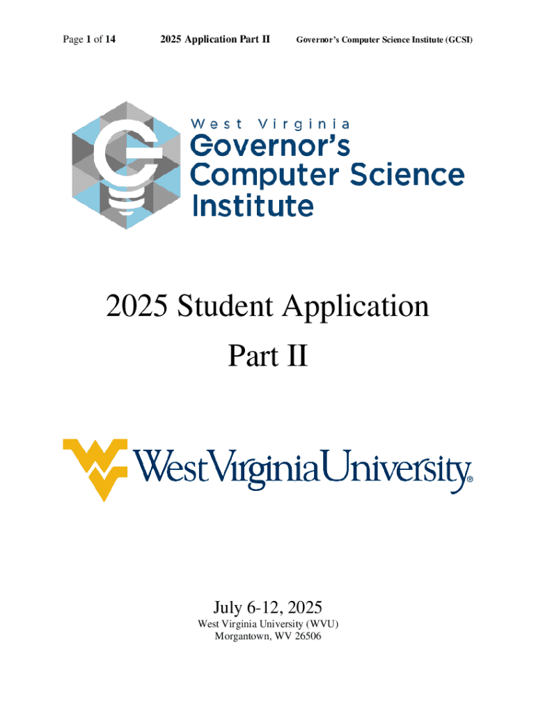 Fillable Online 2025 Application Part Ii - Governor's Computer Science Institute Fax Email Print ...