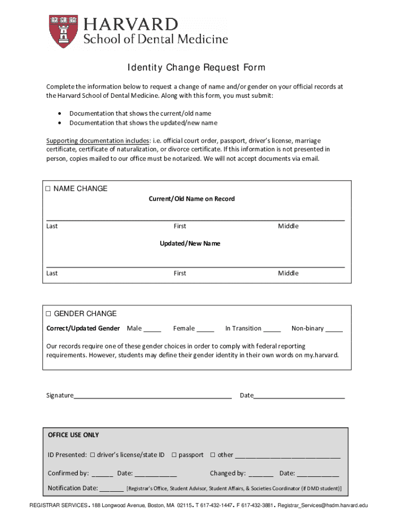 Fillable Online Identity Change Request Form Fax Email Print - pdfFiller