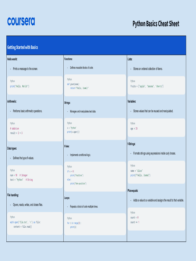 Fillable Online Python Basics Cheat Sheet Fax Email Print - pdfFiller