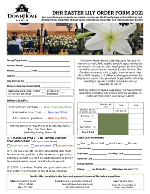 Fillable Online Dhr Easter Lily Order Form Fax Email Print - pdfFiller