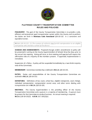 Fillable Online Flathead County Transportation Committee Rules and ...