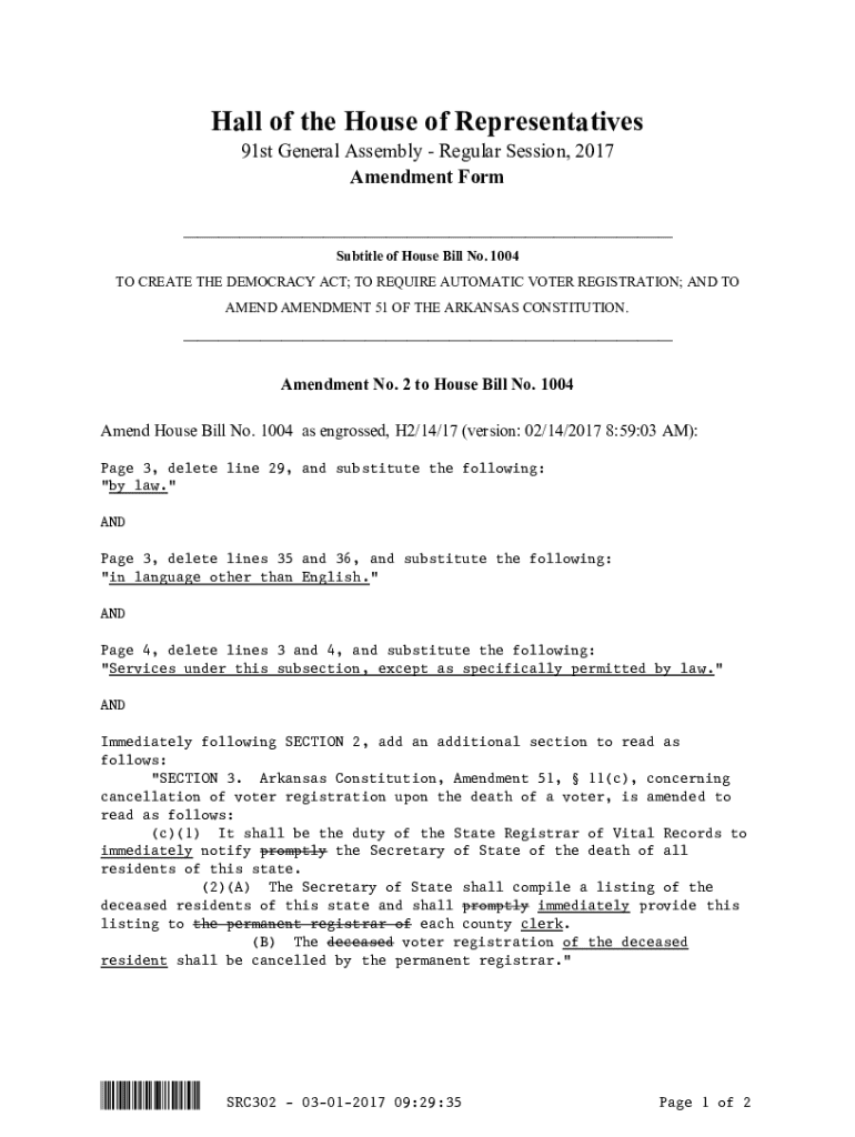Fillable Online Amendment No. 2 to House Bill No. 1004 Fax Email Print - pdfFiller