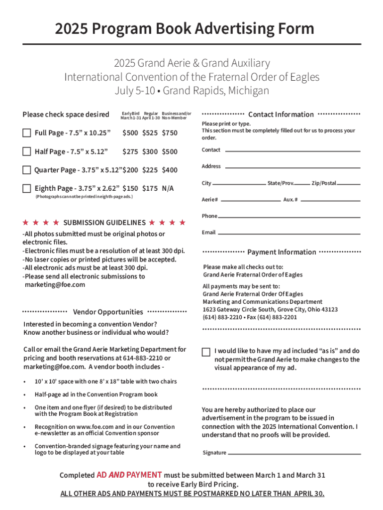 Fillable Online 2025 Grand Aerie & Grand Auxiliary International ...