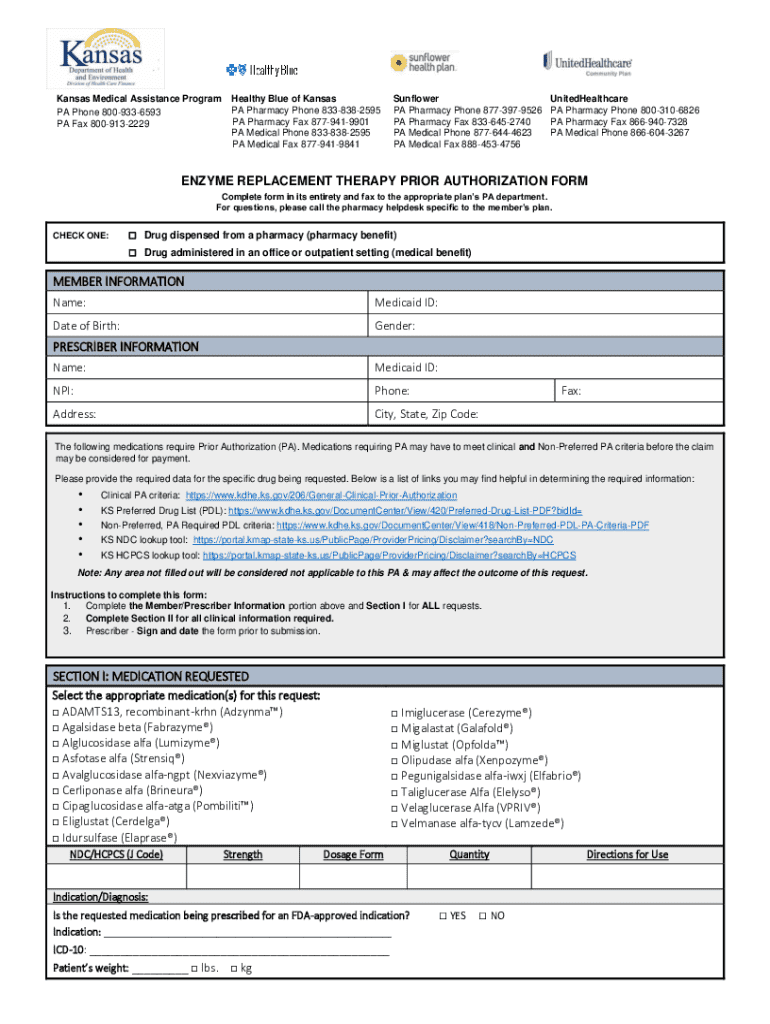 Fillable Online Enzyme Replacement Therapy Prior Authorization Request Fax Email Print - pdfFiller