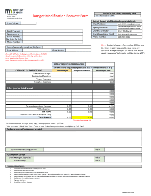 Fillable Online Budget Modification Request Form Fax Email Print ...