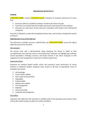 Perance Review Policy Doc Template | pdfFiller