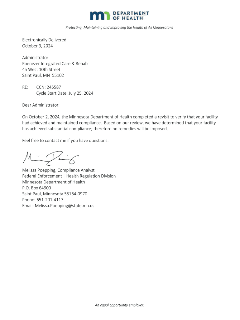 Fillable Online Minnesota Department of Health Nursing Home Licensing ...