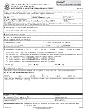 Fillable Online Alco-sensor Iv Maintenance Report Fax Email Print ...