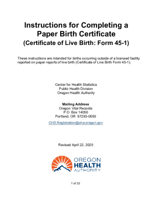 Fillable Online Instructions for Completing a Paper Birth Certificate ...
