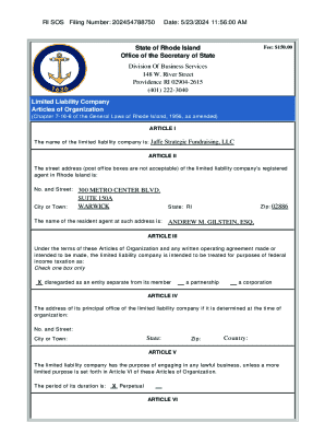 Fillable Online Limited Liability Company Formation Document Fax Email ...