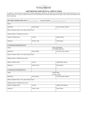 Fillable Online Safe Deposit Box Rental Agreement Fax Email Print ...