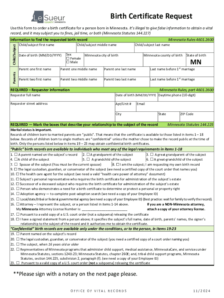 Fillable Online Birth Certificate Request Form Fax Email Print - pdfFiller