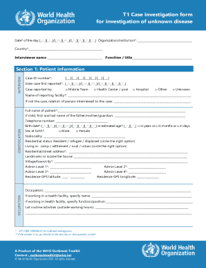 Fillable Online Case Investigation Form for Unknown Disease Fax Email ...