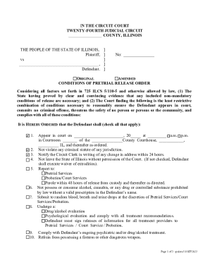 Fillable Online Pretrial Release Order Conditions Fax Email Print ...