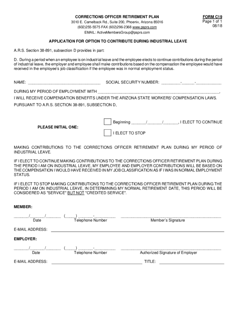 Fillable Online Application for Option to Contribute During Industrial ...