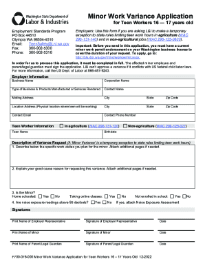Fillable Online Minor Work Variance Application Fax Email Print - pdfFiller